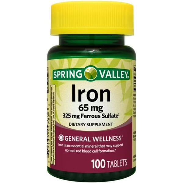 Spring Valley Iron 65mg 100 Tablets
